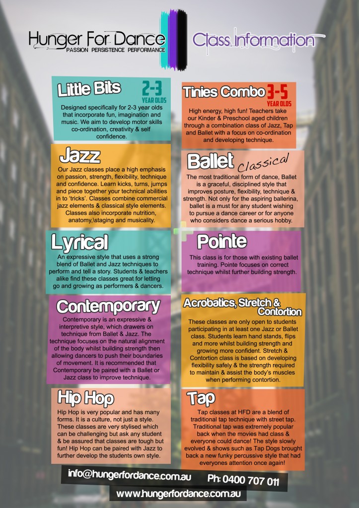 Class Information Sheet - Hunger For Dance
